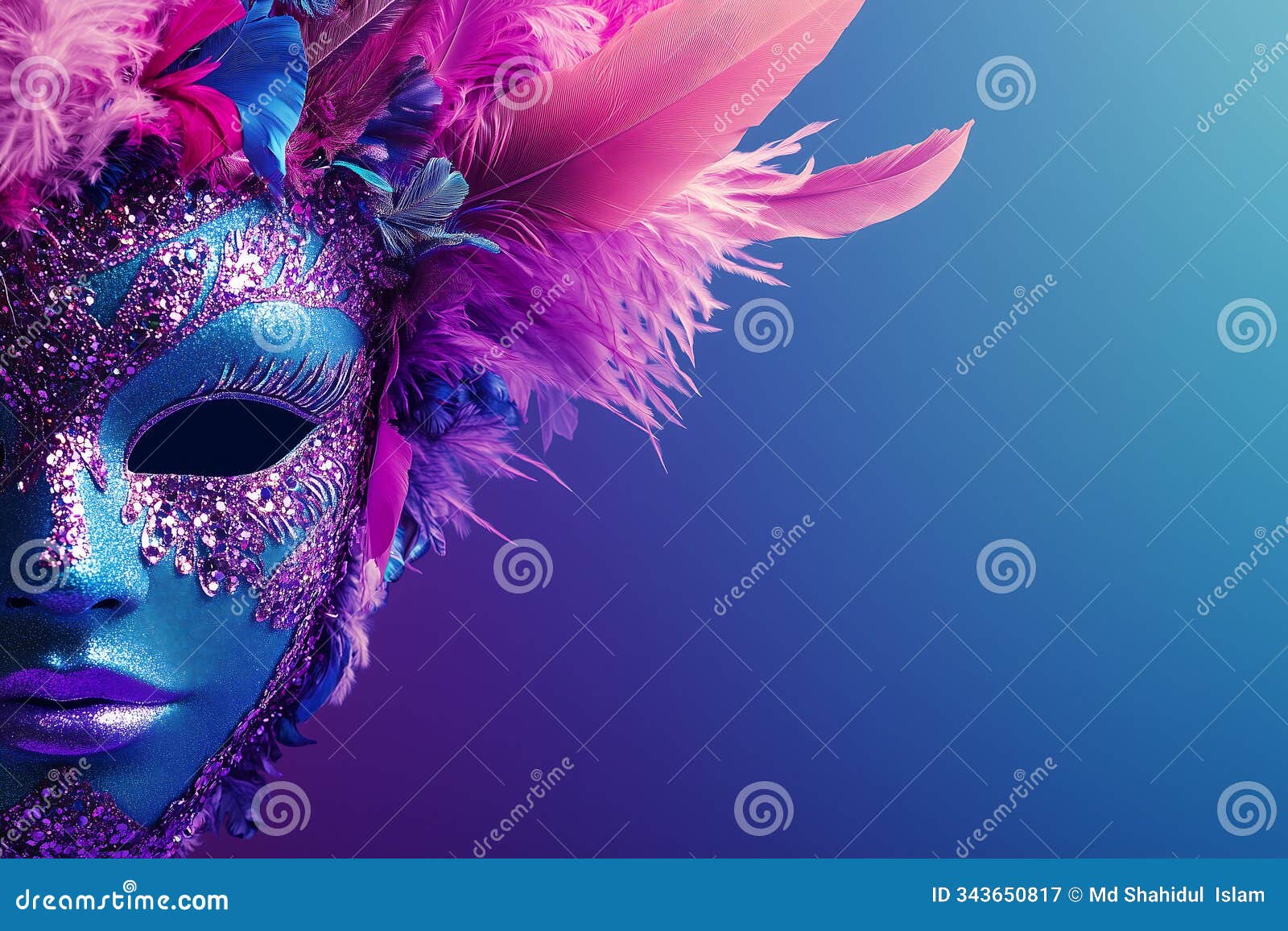 Dazzling Masquerade Design on a Blue Gradient Background Stock ...