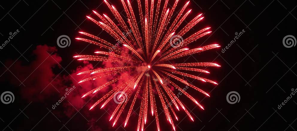 Dazzling Red Firework Display Stock Illustration - Illustration of ...