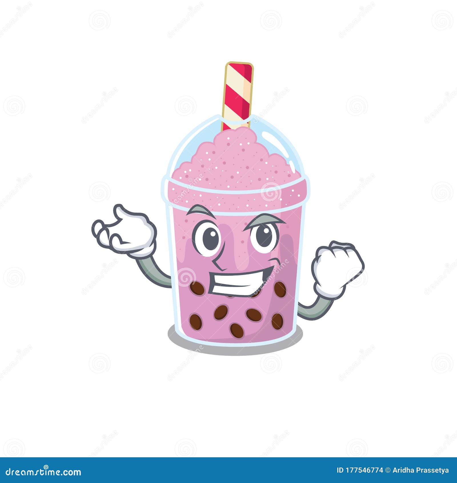 A Dazzling Taro Bubble Tea Mascot Design Concept with Happy Face Stock ...
