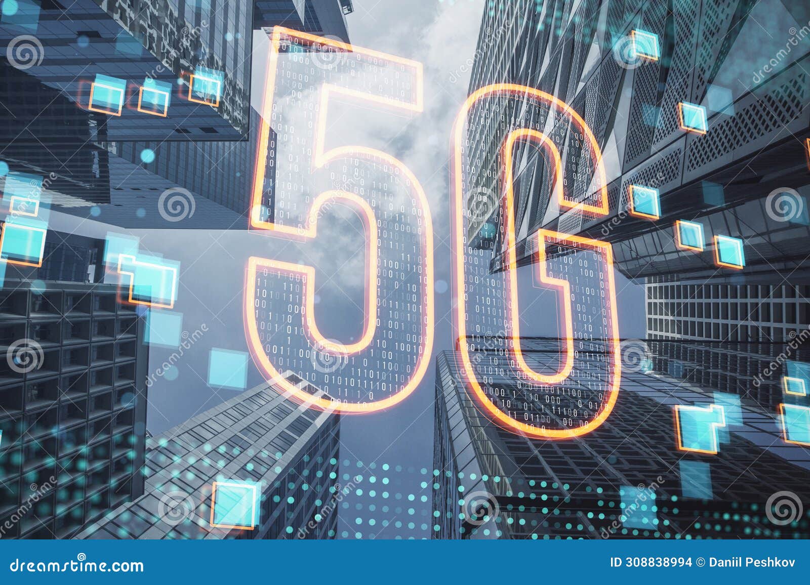 A Dazzling Visual of 5G Wireless Network Technology with Holographic ...