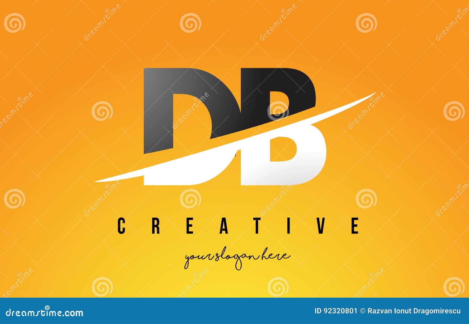 Db D B Letter Modern Logo Design With Yellow Background And Swoosh