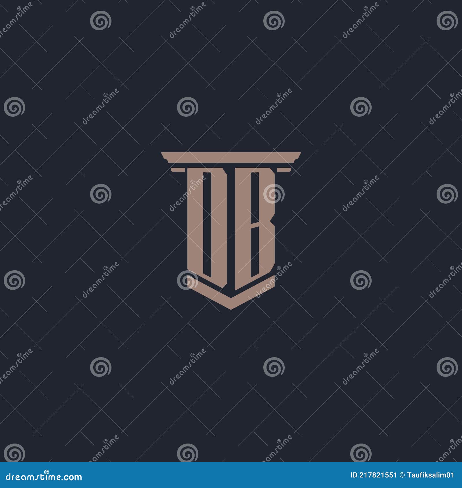 DB Initial Monogram Logo with Pillar Style Design Stock Vector ...