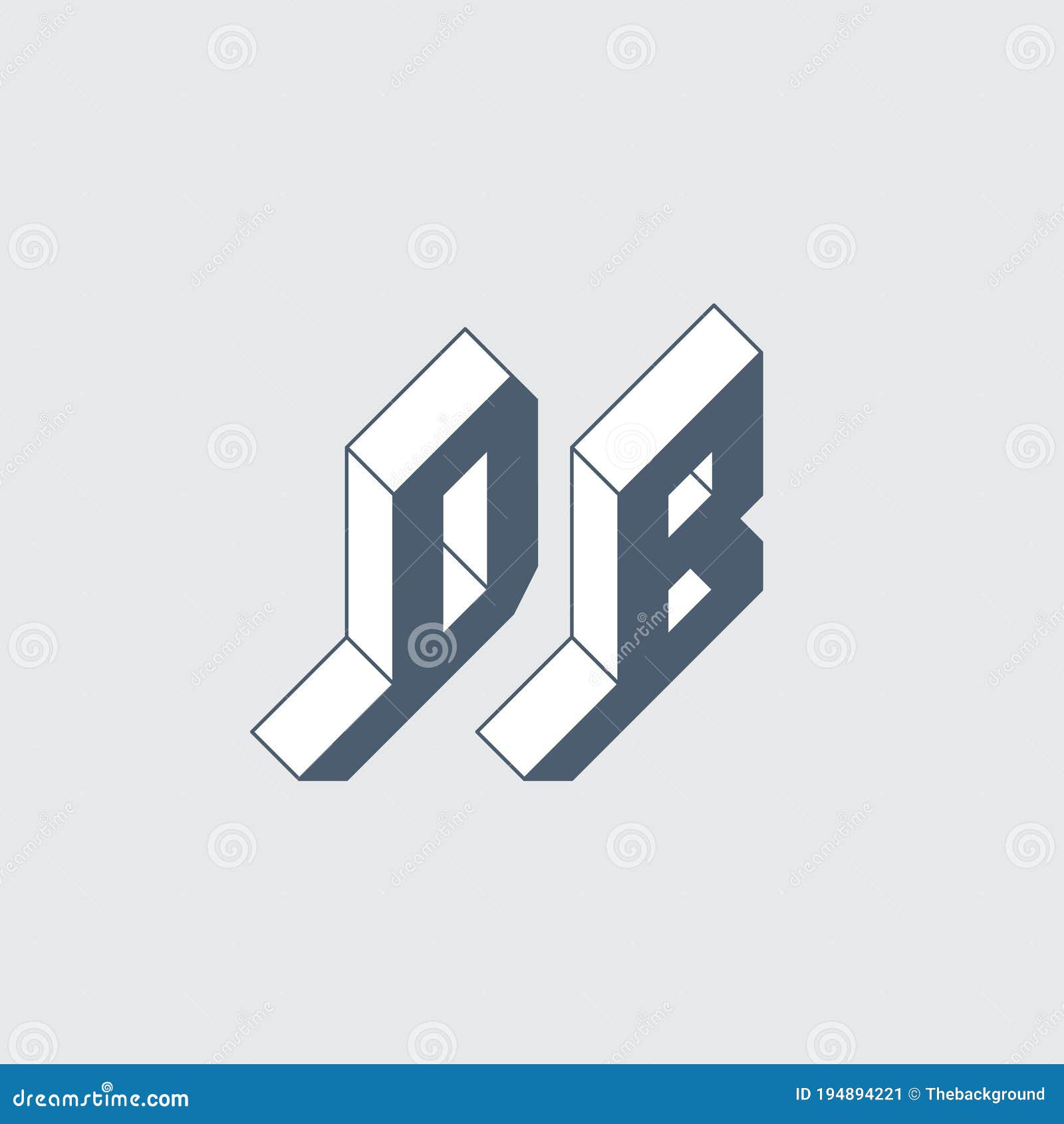 DB - 2-letter Code. D and B - Monogram or Logotype. Isometric 3d Font ...