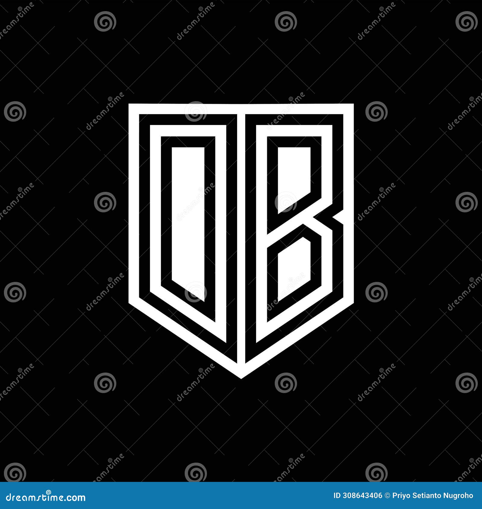 DB Logo Monogram Shield Geometric Black Line Inside White Shield Color ...