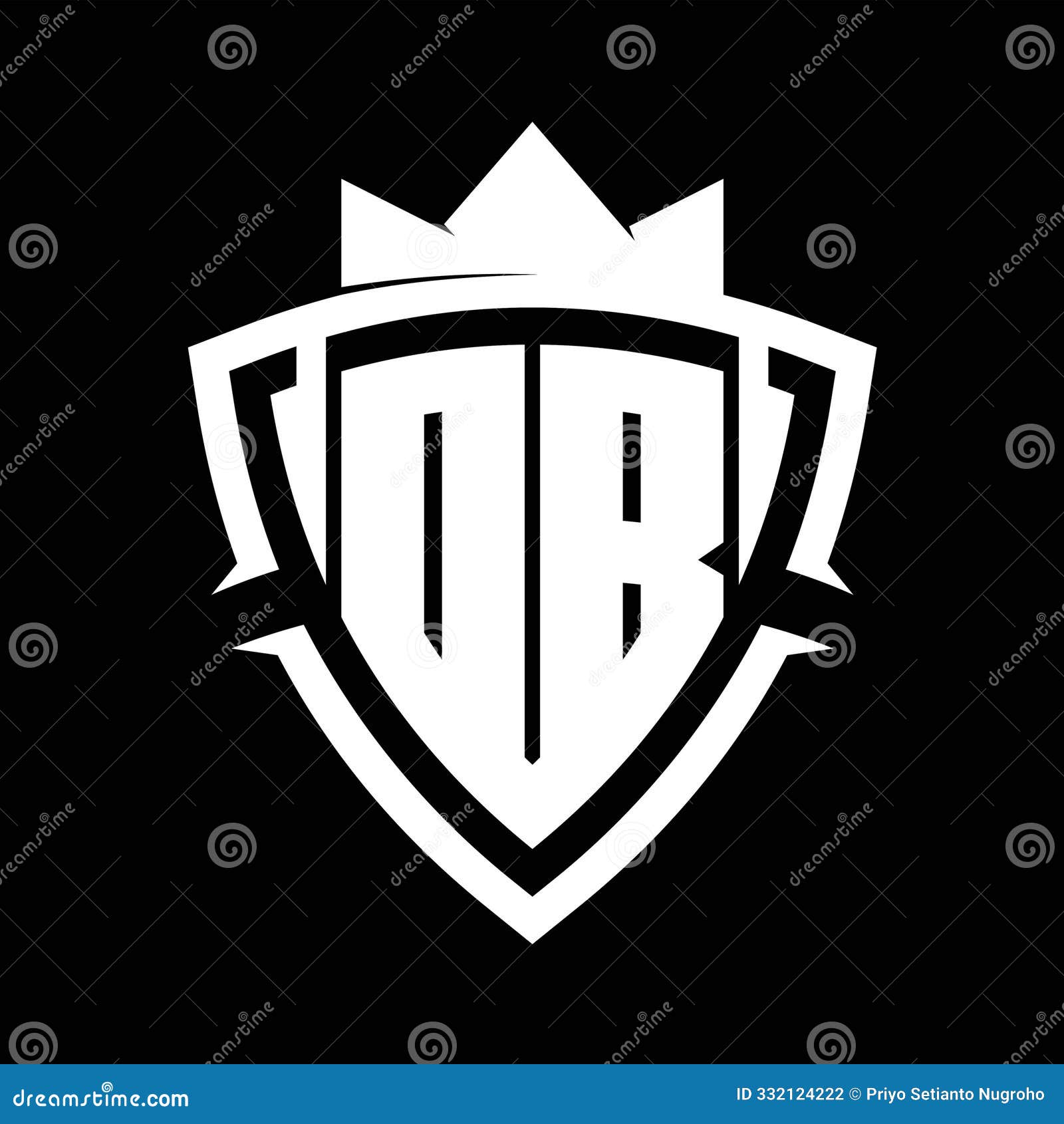 DB Letter Monogram with Triangle Curve Shield Shape with Crown White ...