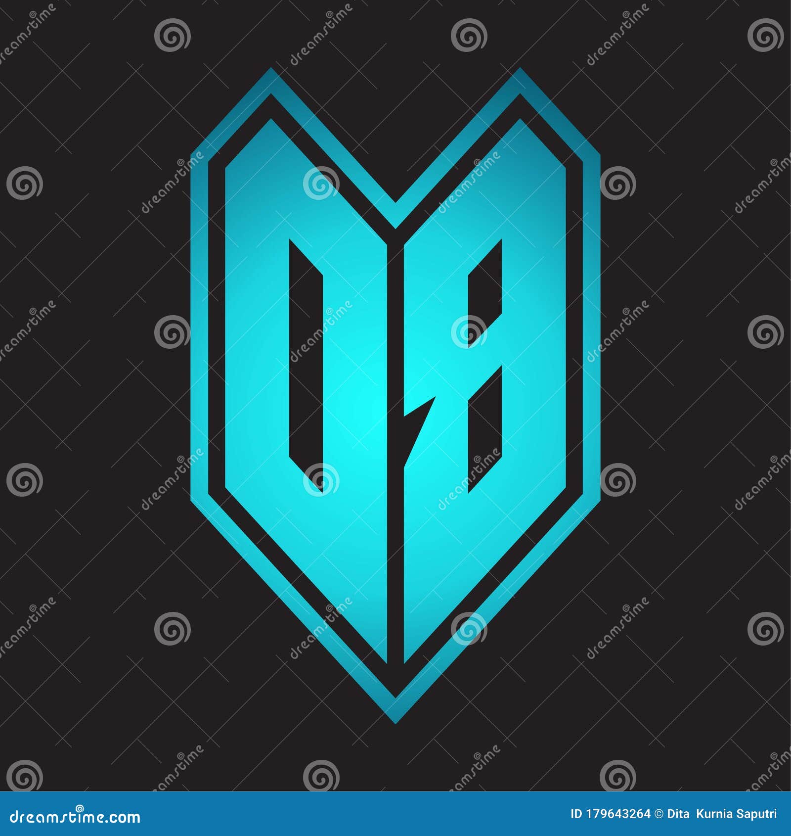DB Logo Monogram with Emblem Line Style Isolated on Blue Gradient ...