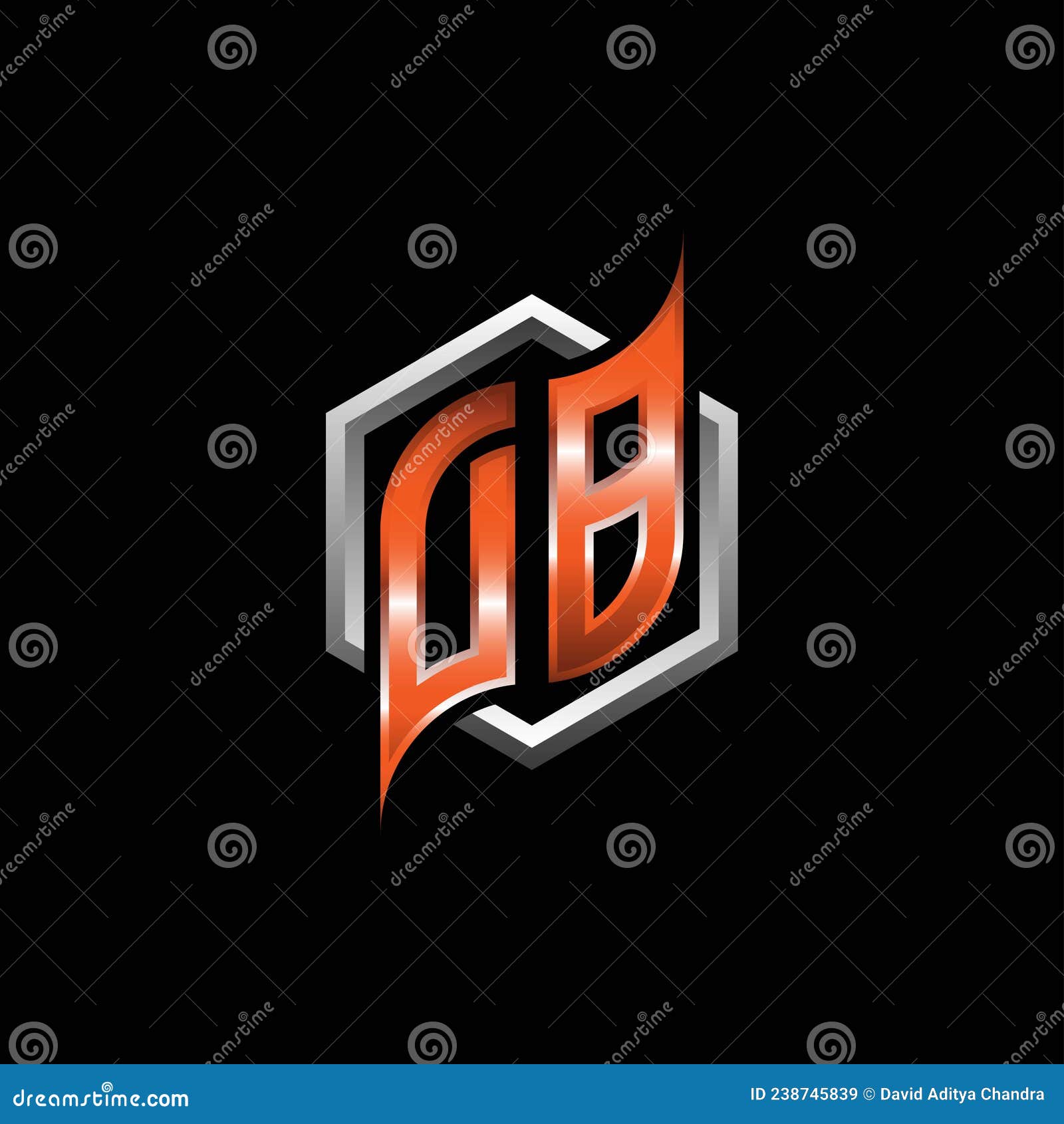 DB Monogram Geometric Orange with Hexagonal Rounded Stock Vector ...