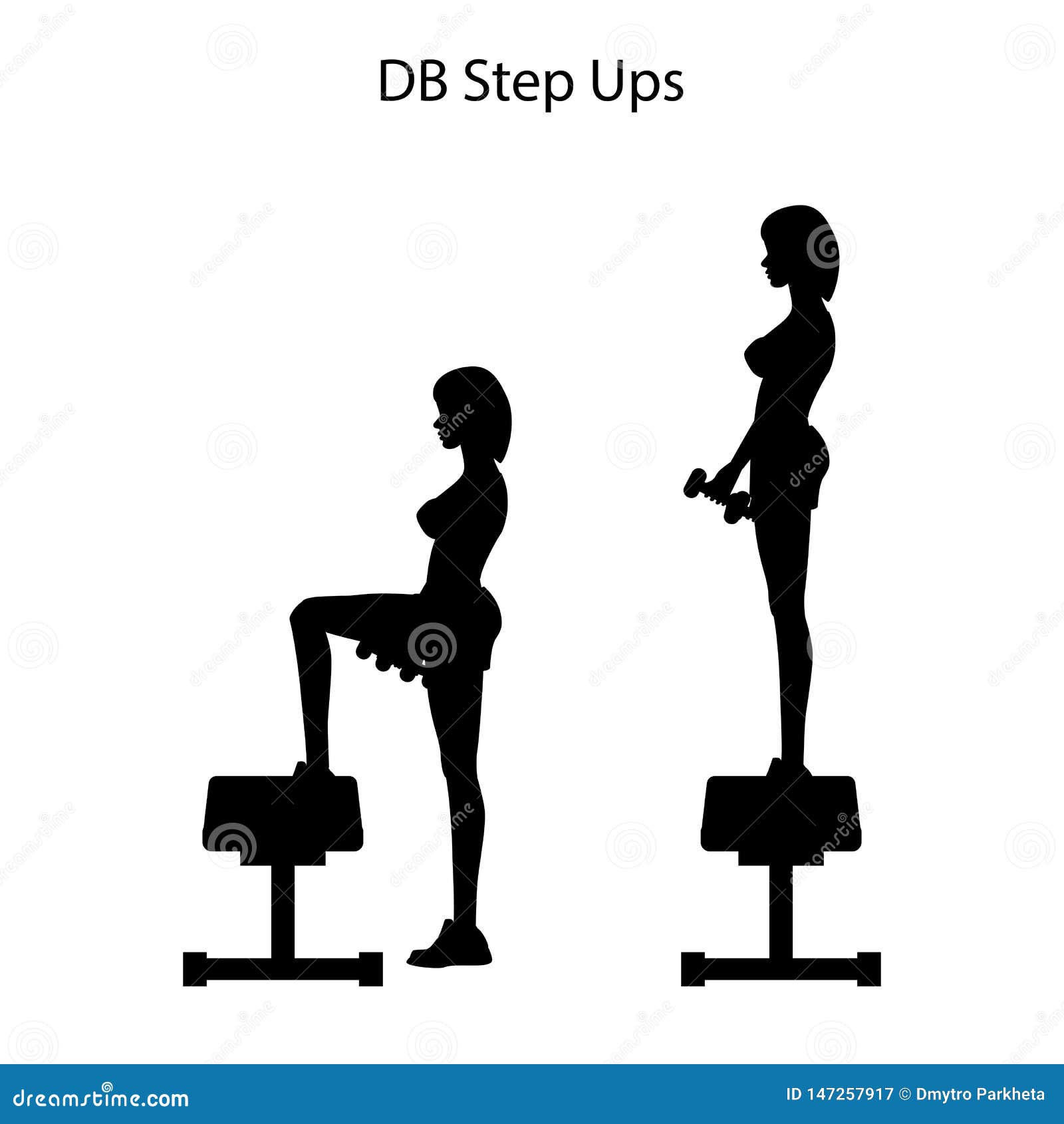 DB Step Ups Exercise Silhouette Stock Vector - Illustration of ...