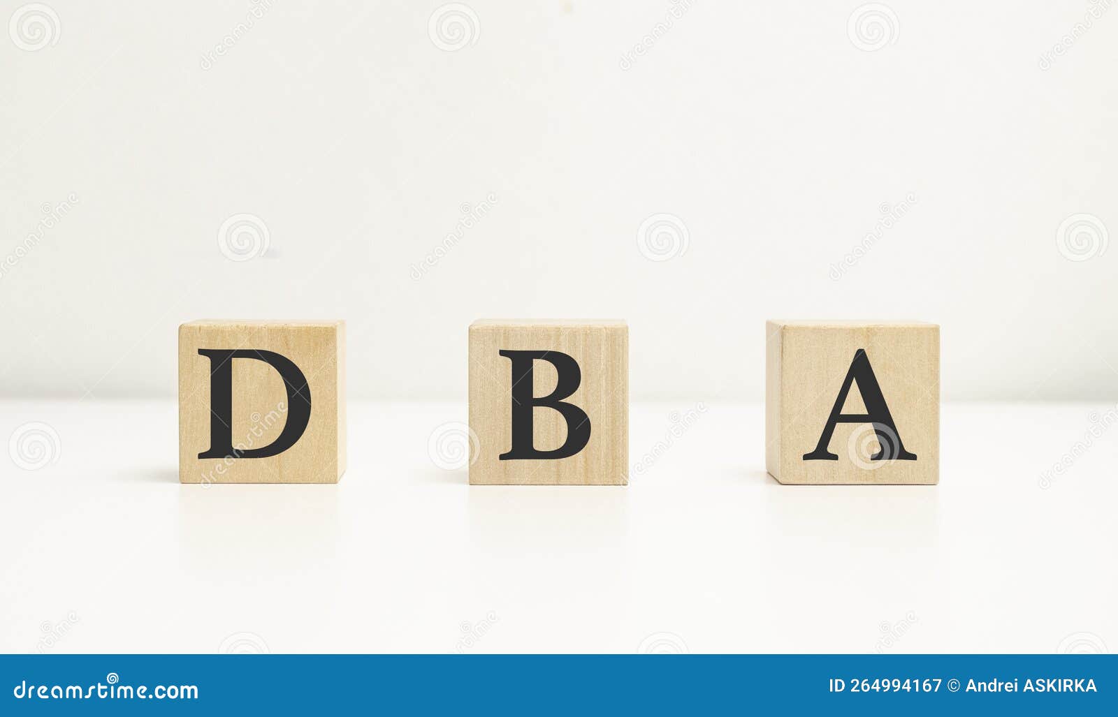 DBA a Word Written on Wooden Cubes on a White Background Stock Image ...