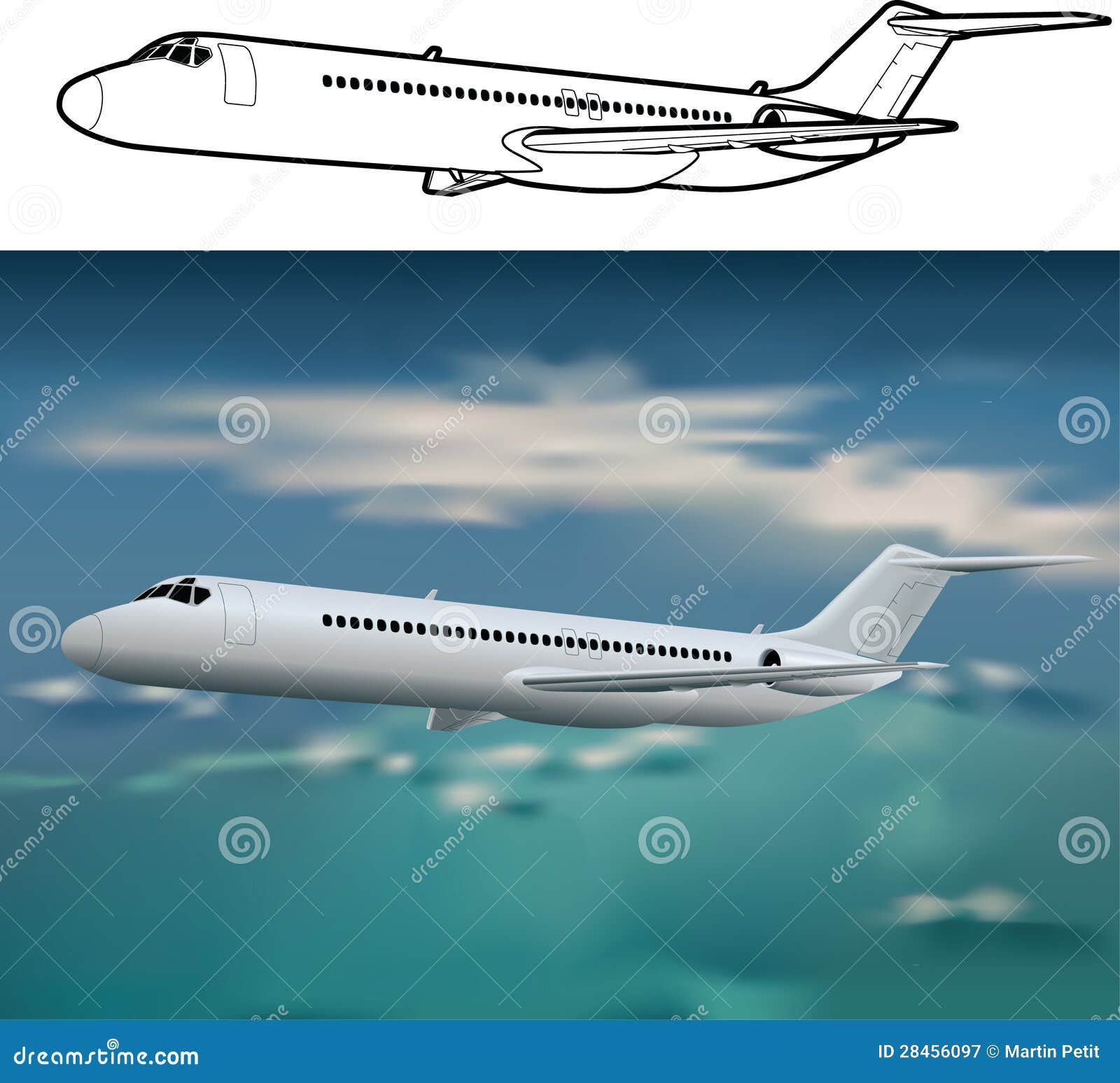 DC-9 Aircraft stock vector. Illustration of colour, commercial - 28456097
