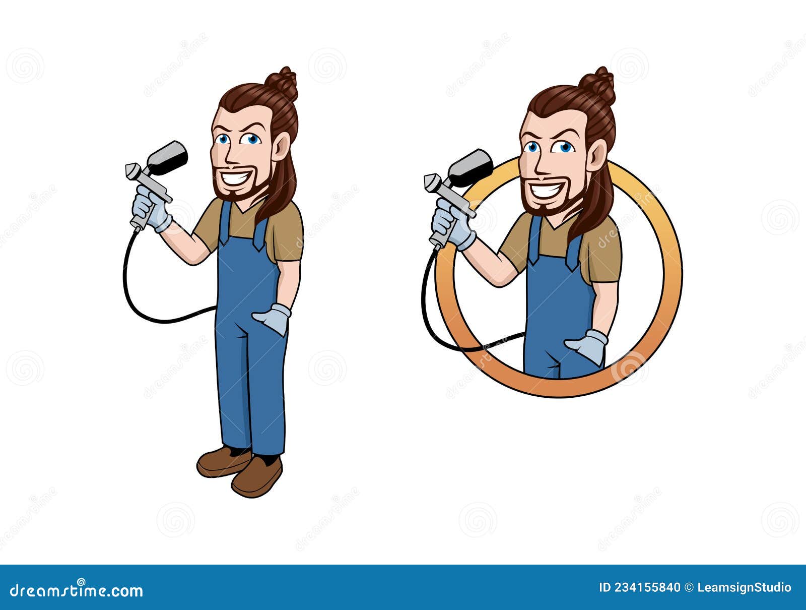 Spray Painting Worker Design Illustration Stock Vector - Illustration ...