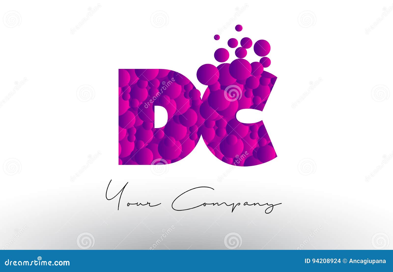 DC D C Dots Letter Logo with Purple Bubbles Texture. Stock Vector ...