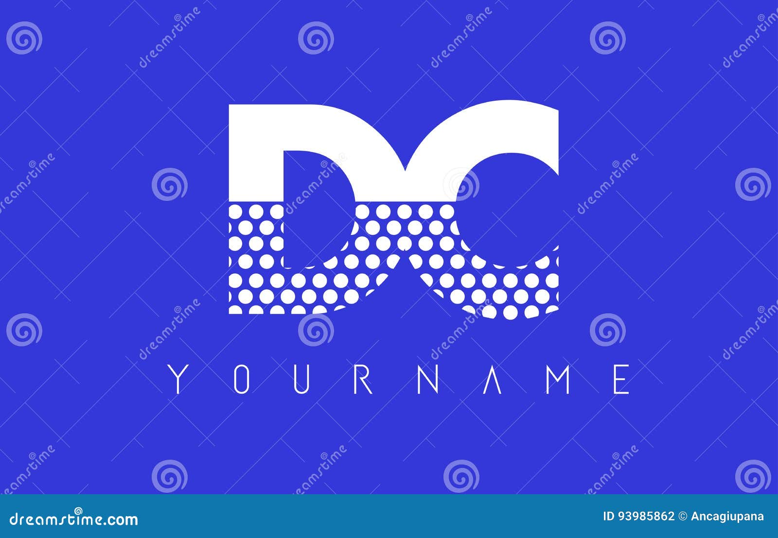 DC D C Dotted Letter Logo Design with Blue Background. Stock Vector ...