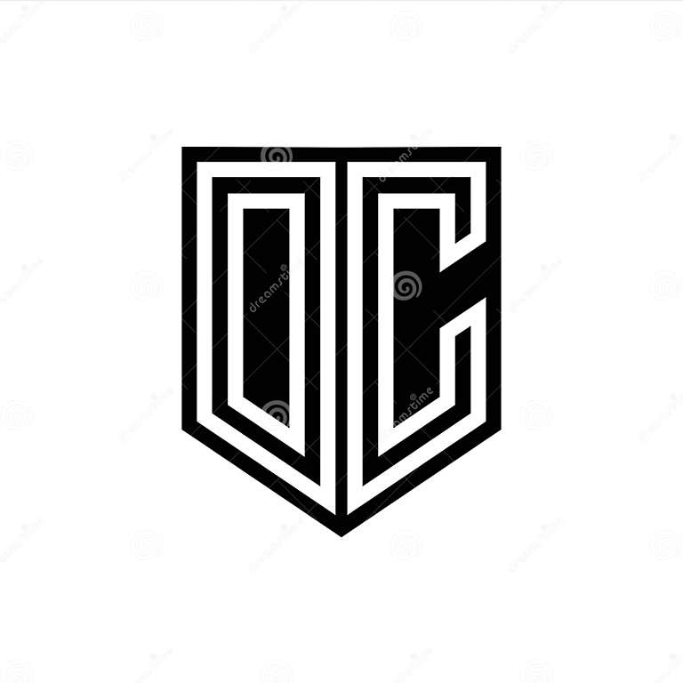 DC Logo Monogram Shield Geometric White Line Inside Black Shield Color ...