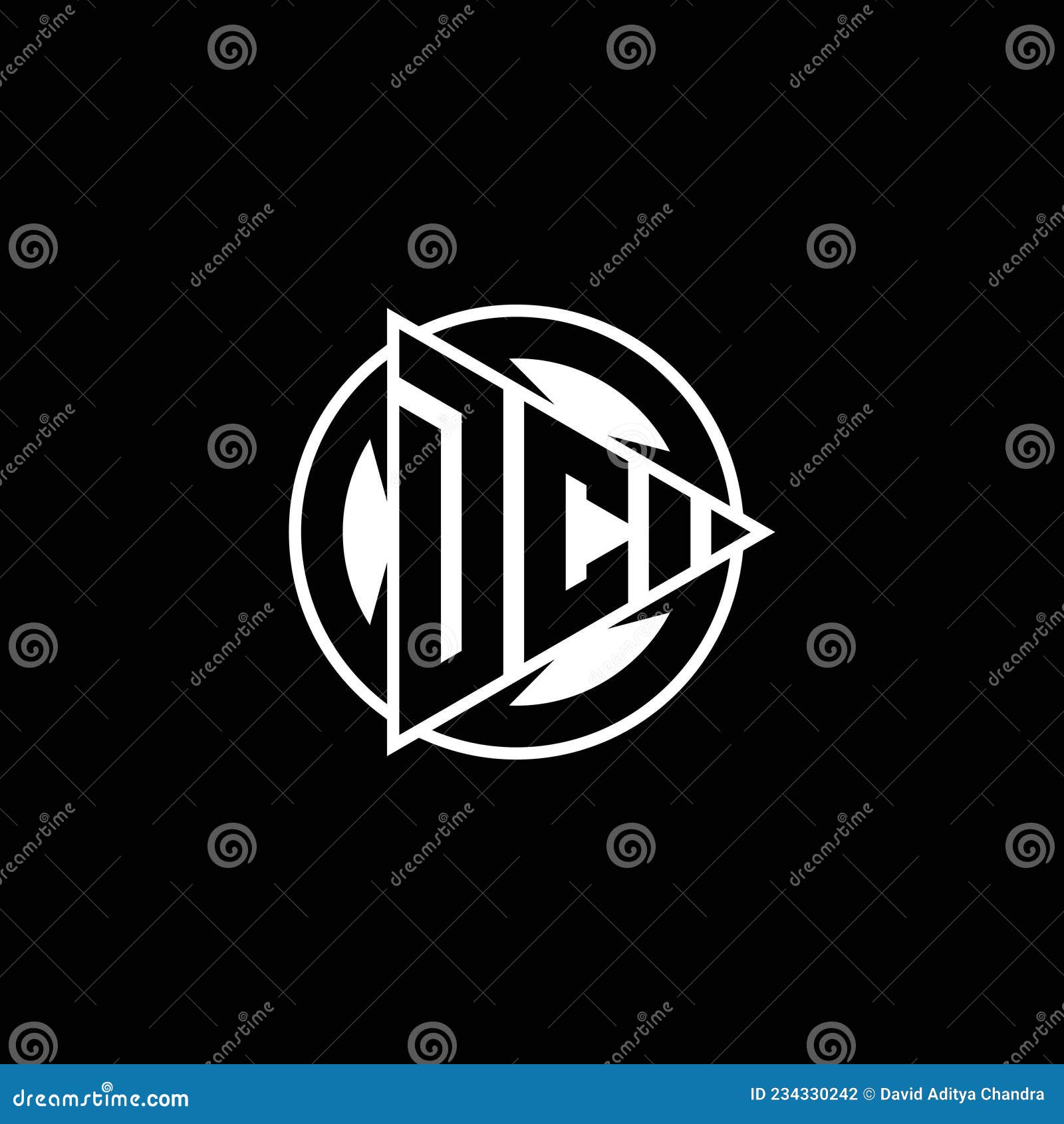 DC Logo Monogram Triangle Play Shape Circle Rounded Stock Vector ...