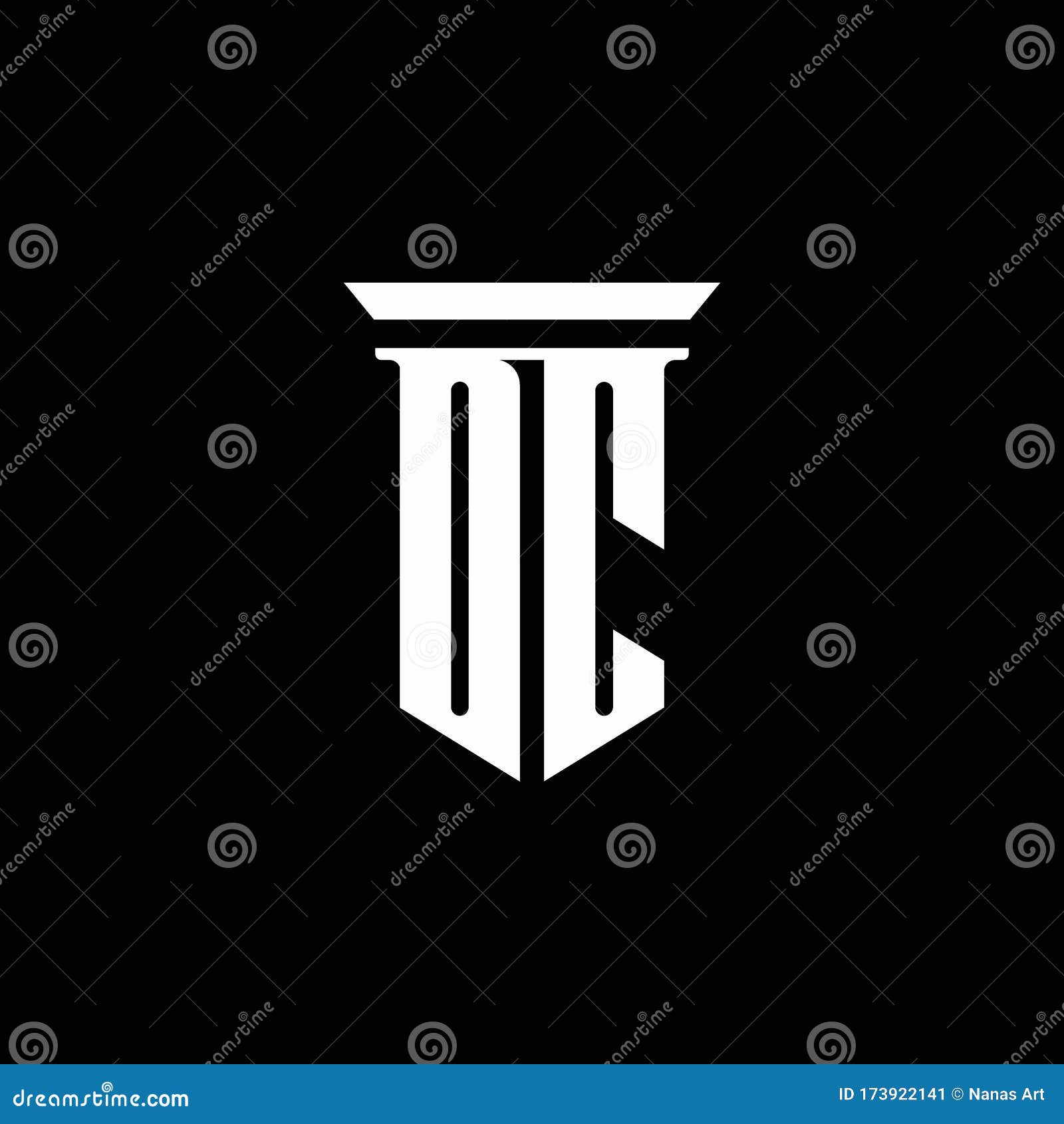 DC Monogram Logo with Emblem Style Isolated on Black Background Stock ...