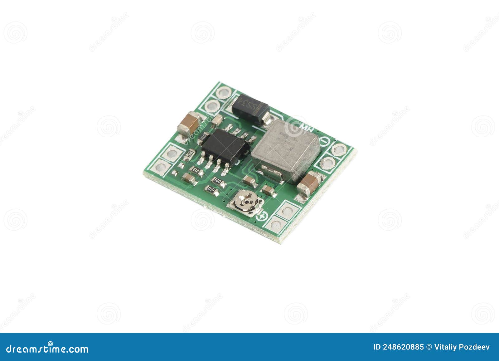 DC Step-down Transformer Module Isolated on White Background Stock ...