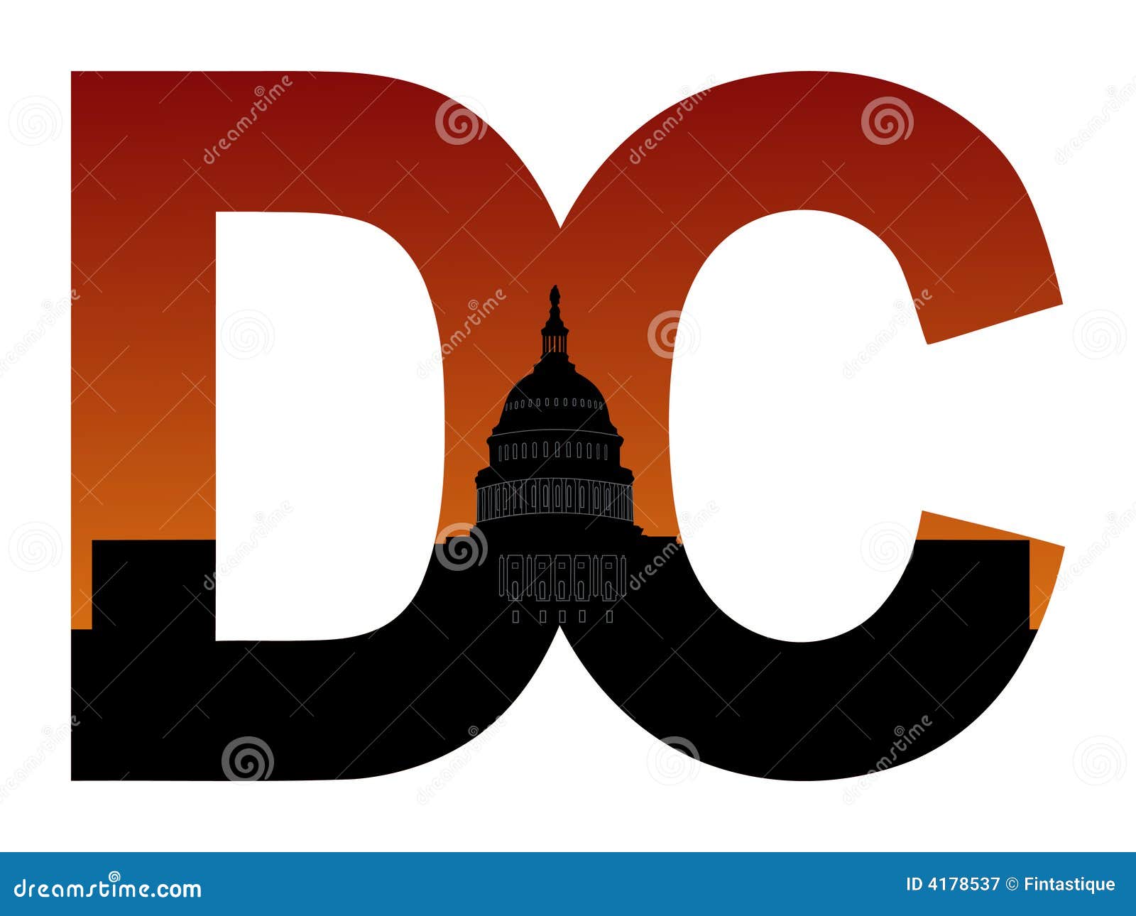 DC with US Capitol Building Stock Vector - Illustration of colourful ...