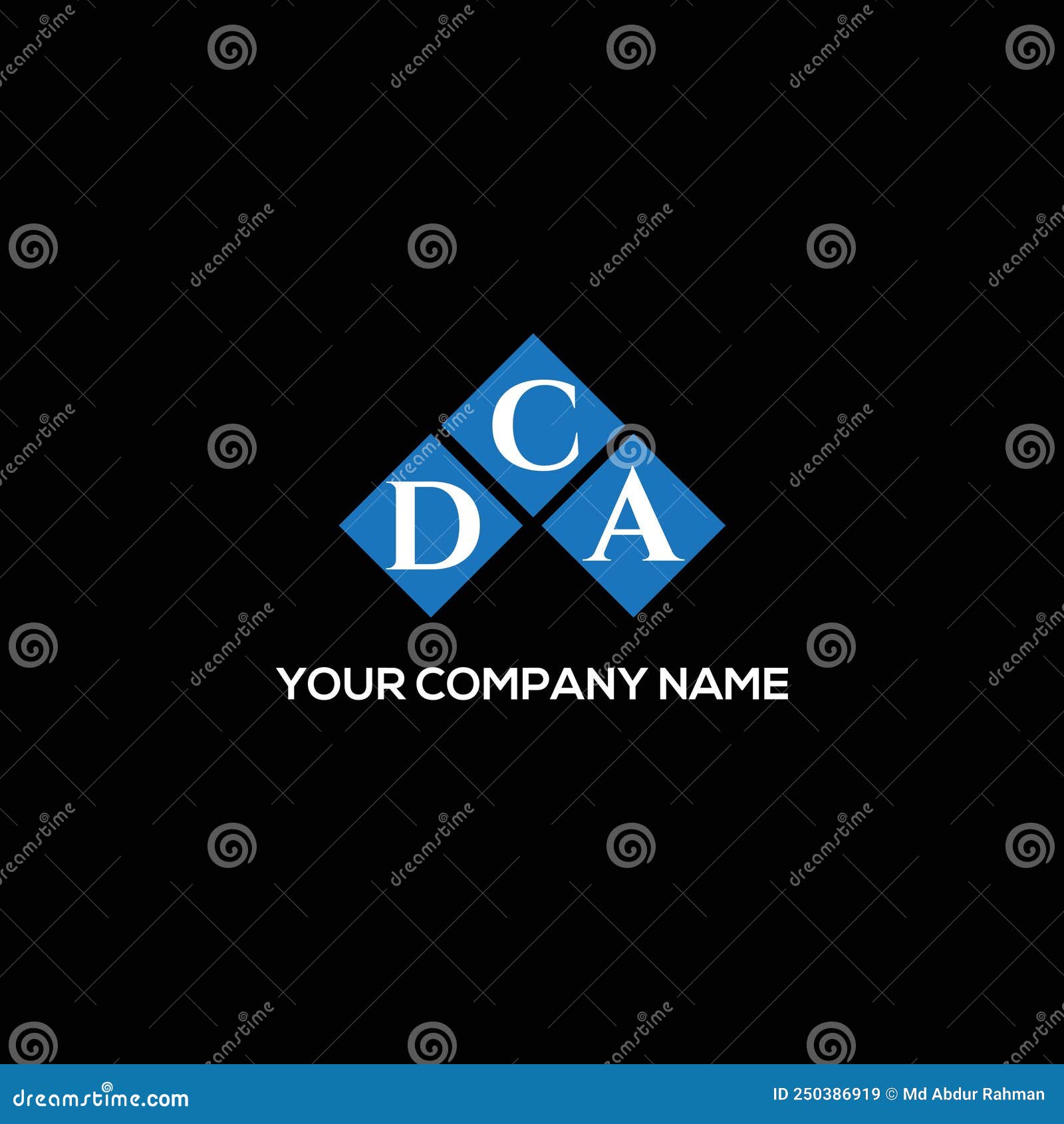 DCA Letter Logo Design on BLACK Background. DCA Creative Initials ...
