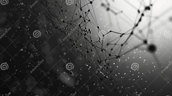 Dynamic and Abstract 3d Cg Illustration of Flowing Wires and Dots ...