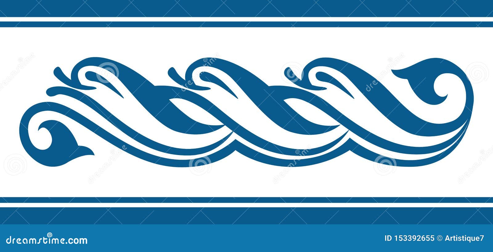 Ddolfins In The Waves Silhouette Border Cartoon Vector | CartoonDealer ...