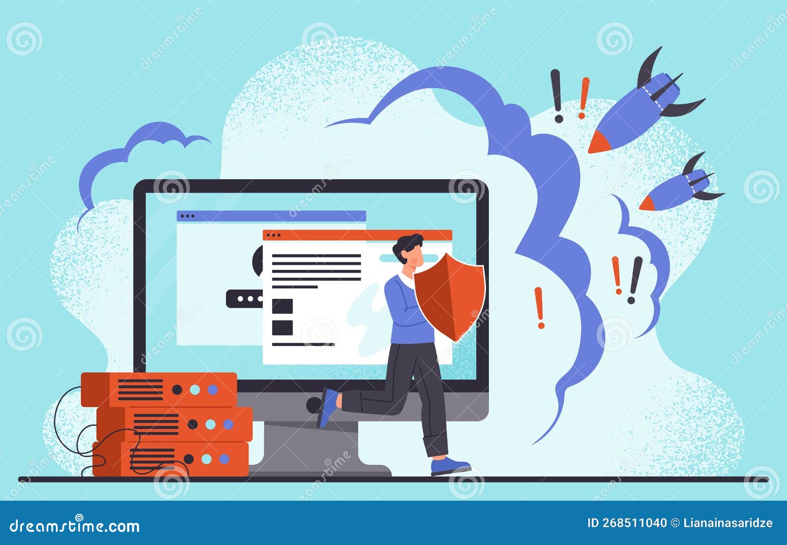 Ddos attack concept stock vector. Illustration of data - 268511040