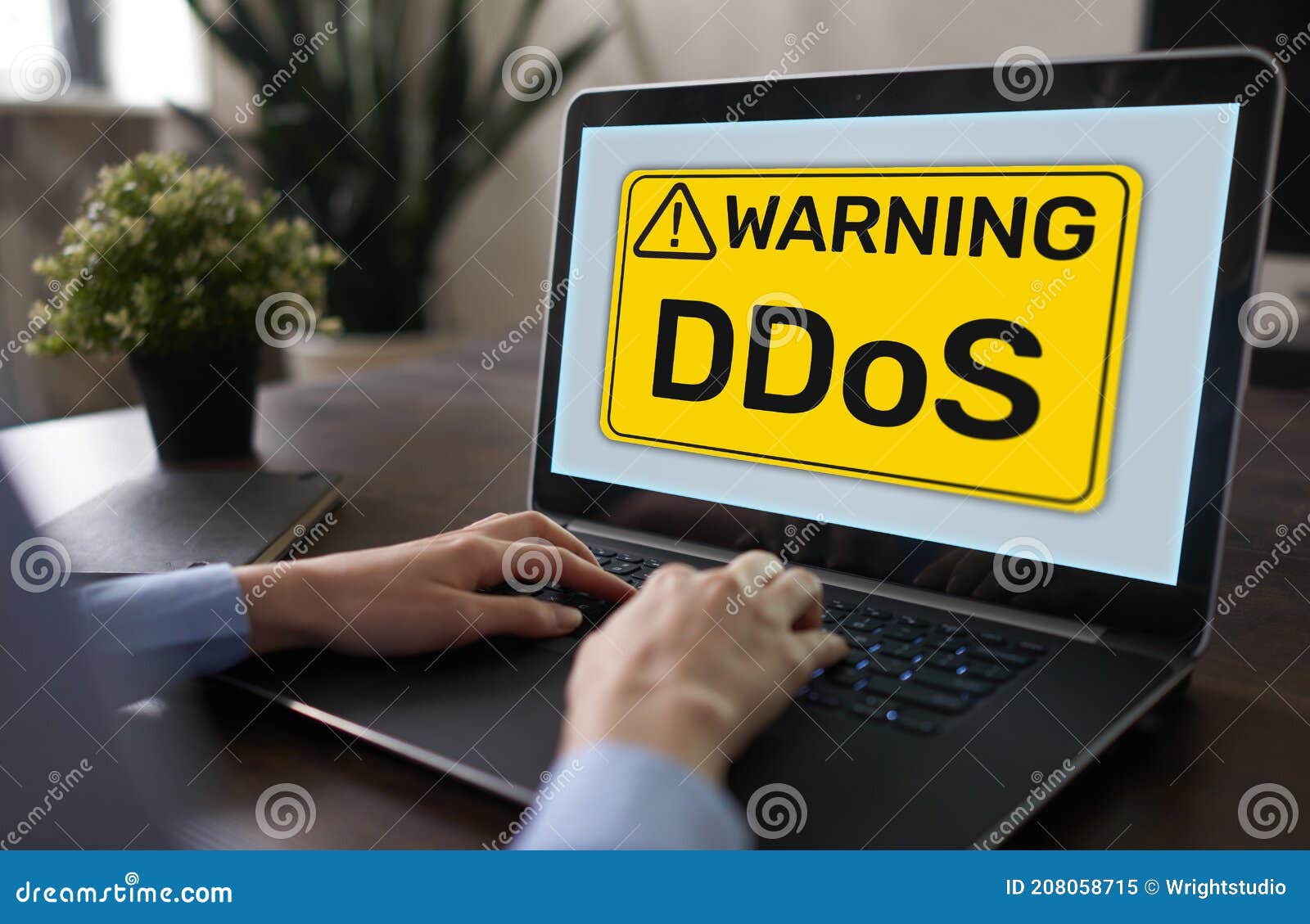 DDoS Attack Detection Message. Virus and Hacking. Cyber Security and ...