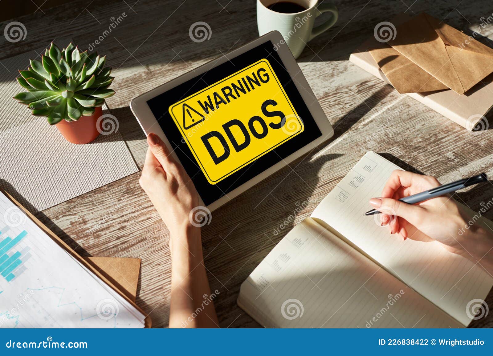 DDoS Attack Detection Message. Virus and Hacking Stock Photo - Image of ...
