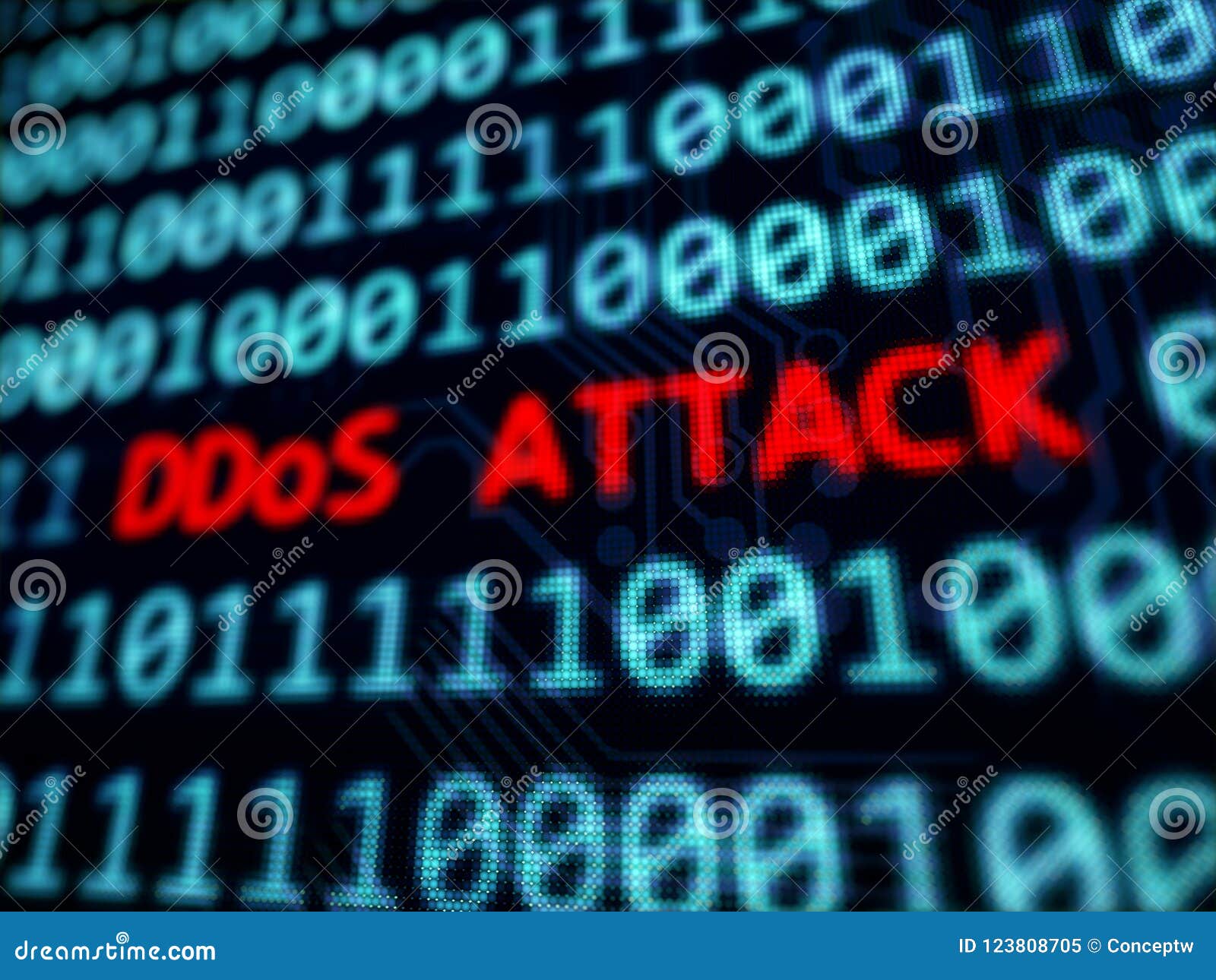 DDoS Attack Red Message on Computer Screen Stock Illustration ...