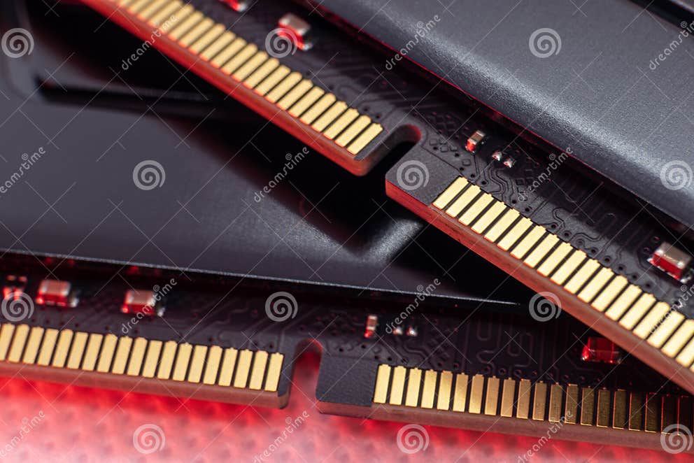 DDR4 DRAM Computer Memory Close-up in Red Light Stock Image - Image of ...