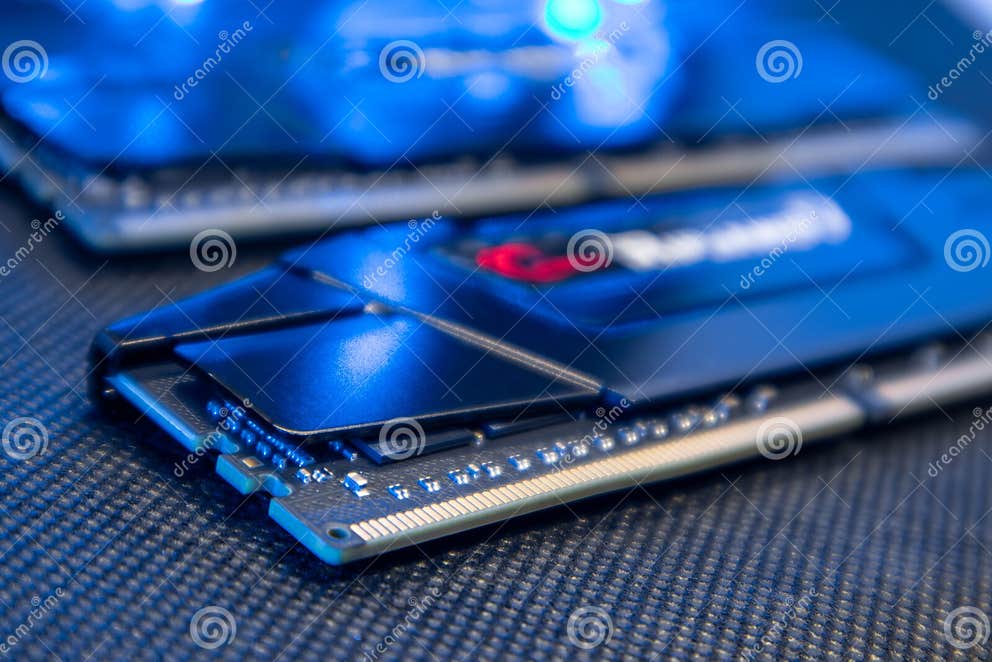 DDR4 DRAM Computer Memory Hardware Macro in Blue Stock Photo - Image of ...