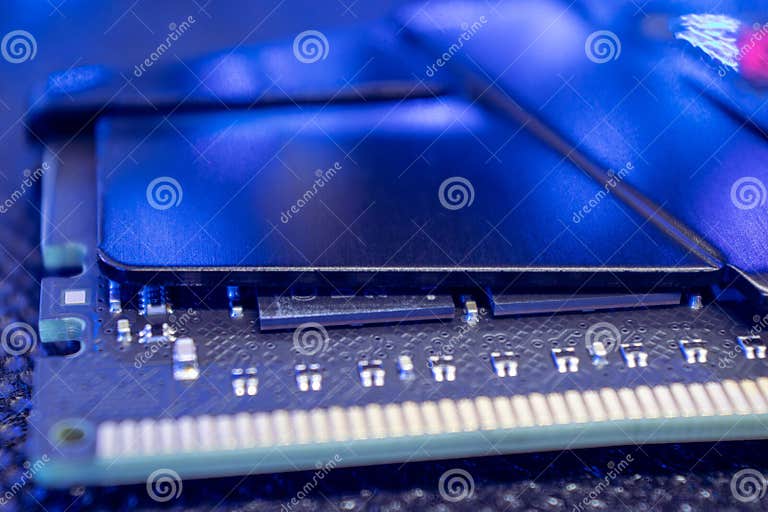 DDR4 DRAM Memory Chipset Hardware Macro in Blue Stock Image - Image of ...