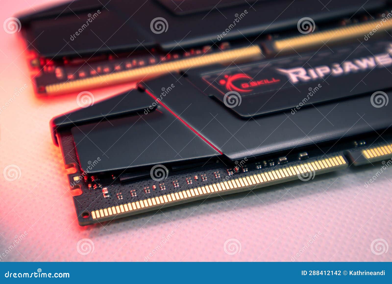DDR4 DRAM Memory Modules Close-up in Red Light Editorial Photography ... DDR4 DRAM Memory Modules Close-up in Red Light Editorial Photography ...