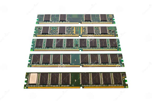 DDR SDRAM Memory Modules Isolated on White. Perspective View of DDR ...