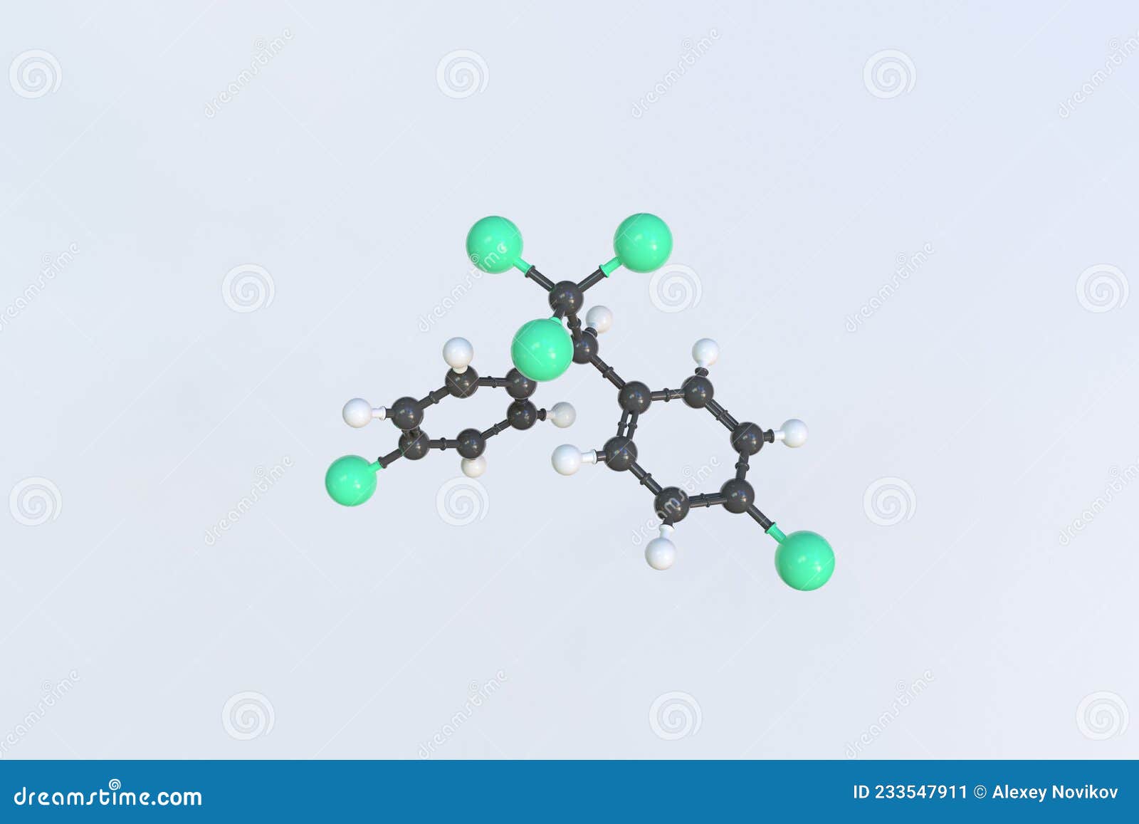 Ddt Molecule, Isolated Molecular Model. 3D Rendering Stock Illustration ...