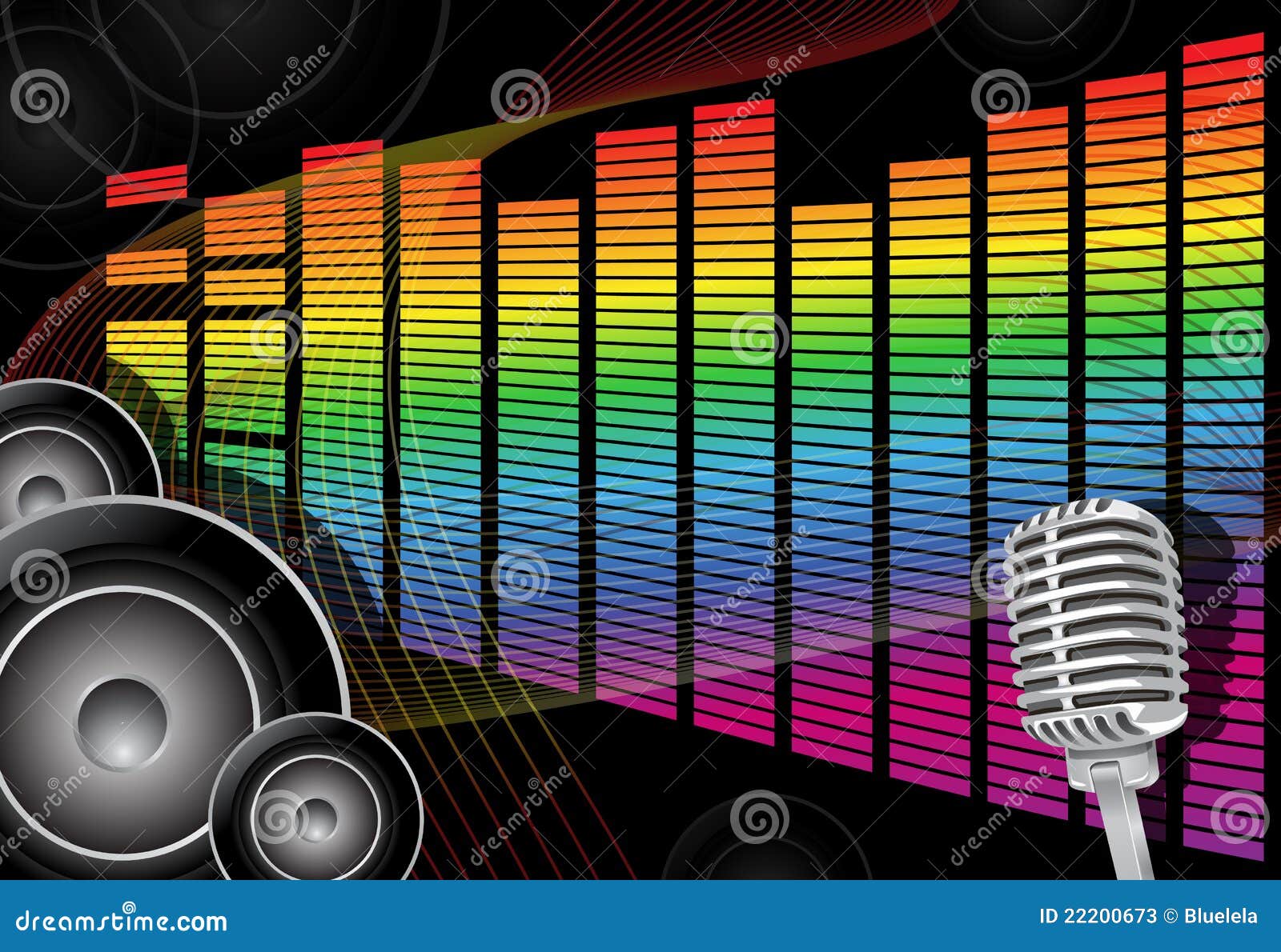 De Achtergrond Van De Muziek Met Microfoon Vector Illustratie ...