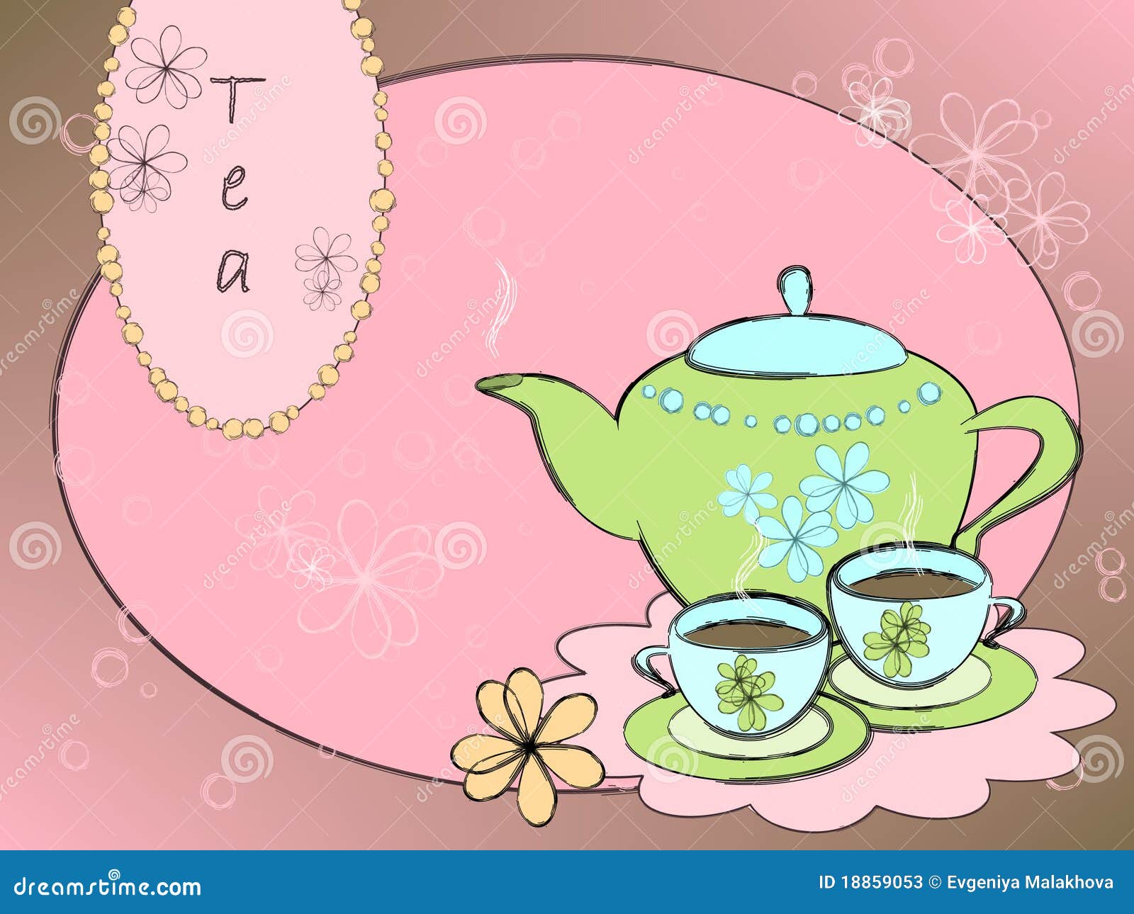 De achtergrond van de thee vector illustratie. Illustration of schets ...