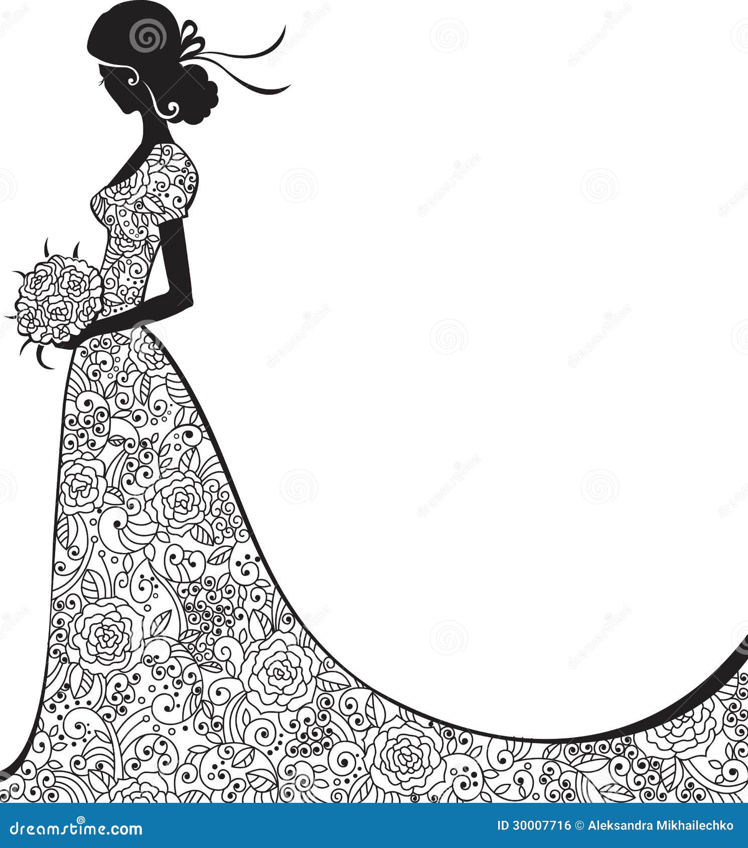 Elegant Silhouet Van De Bruid Vector Illustratie - Illustration of ...