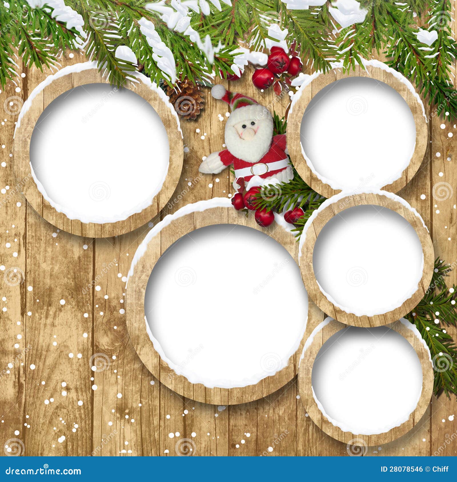 De Achtergrond Van Kerstmis Met Frames En Kerstman Stock Foto - Image ...