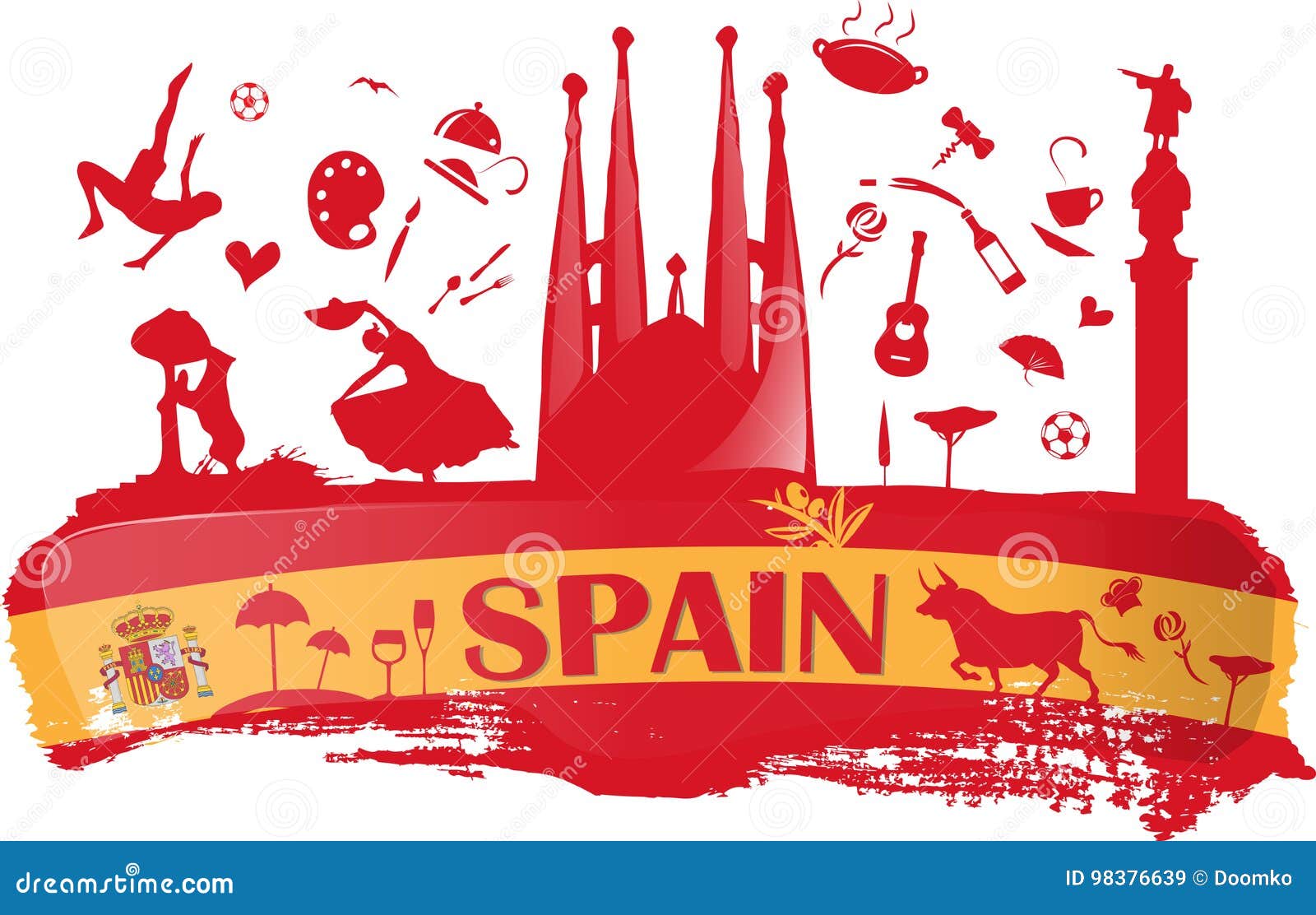 De Achtergrond Van Spanje Met Vlag En Symbool Vector Illustratie ...