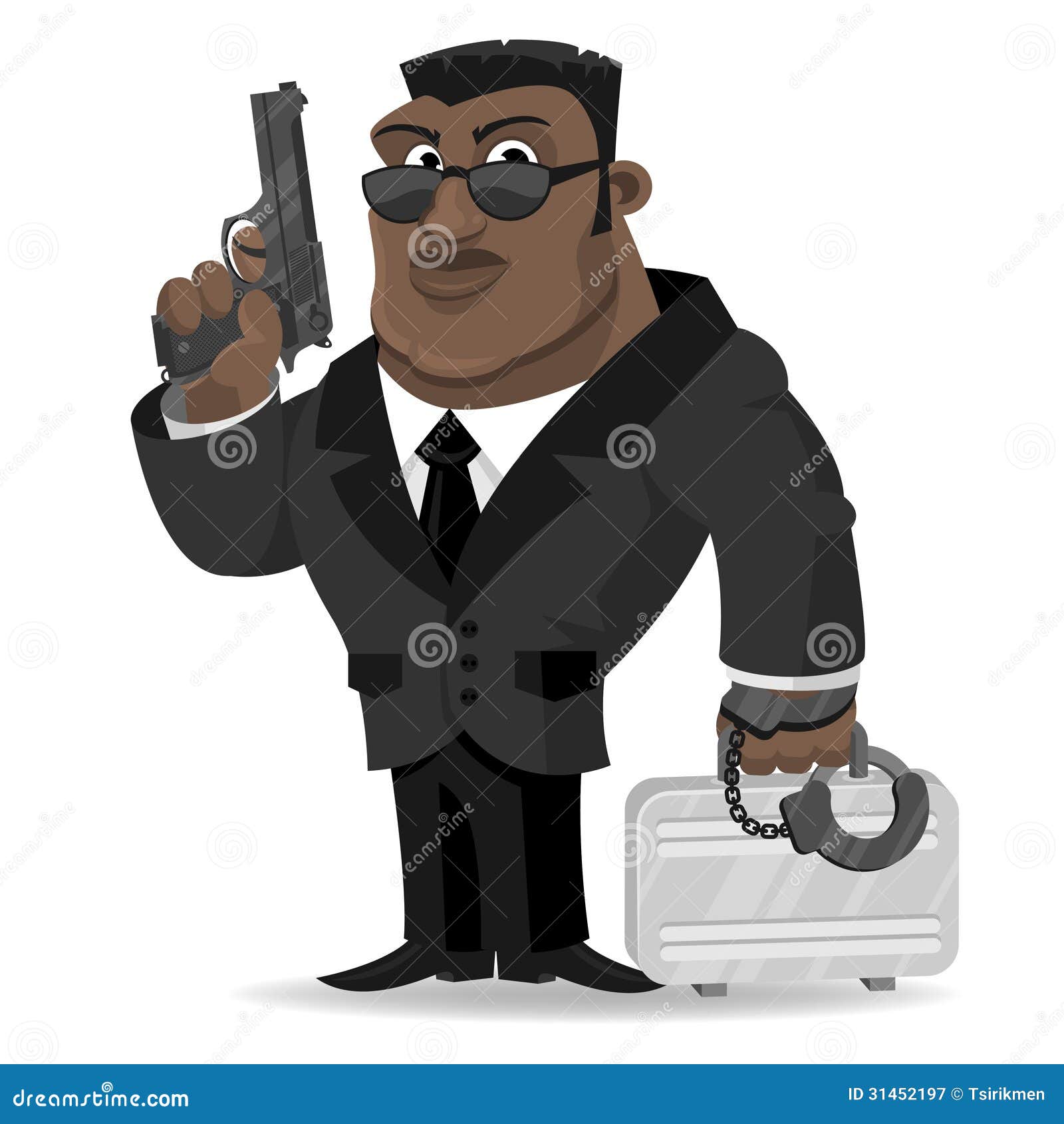 De Afrikaanse Agent Houdt Kanon En Koffer Vector Illustratie ...