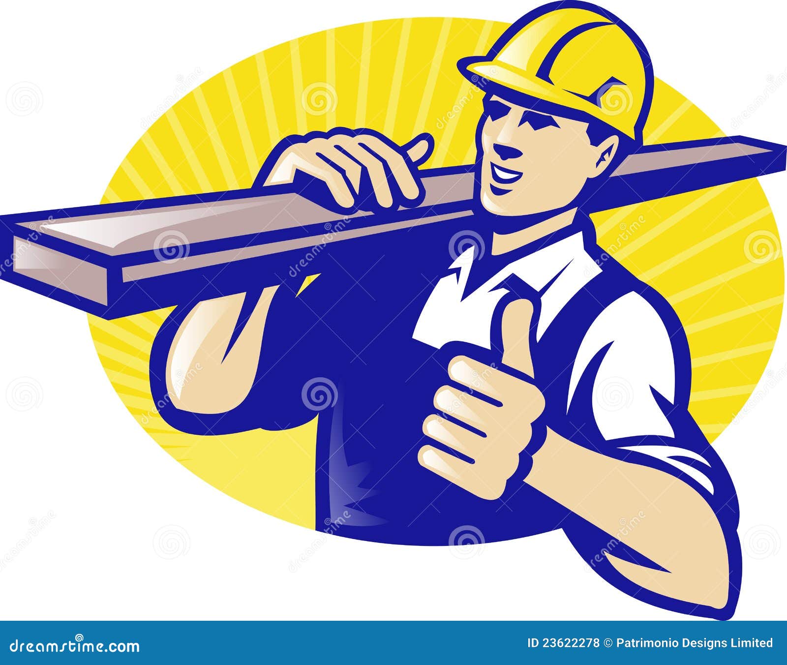 De Arbeider Van De Bouwer Van De Timmerman Beduimelt Omhoog Vector ...