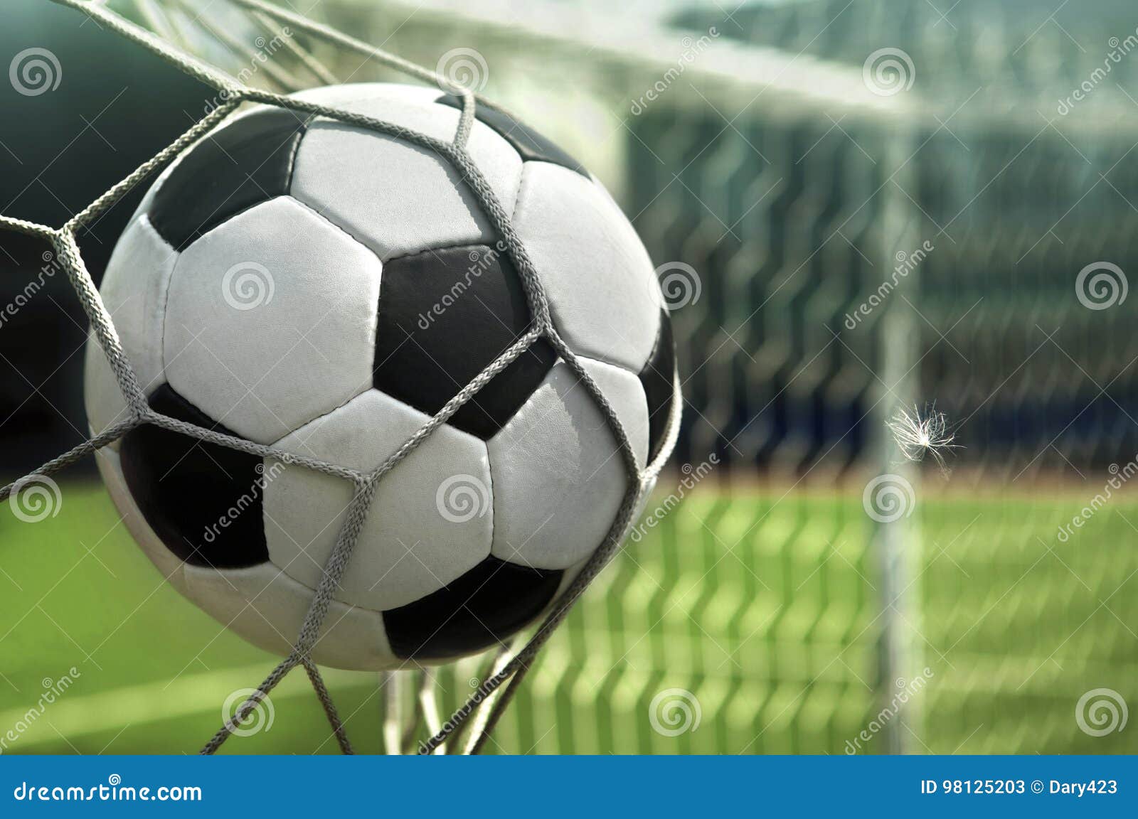 De Bal is in Het Net Van Het Doel Doel! Stock Afbeelding - Image of ...