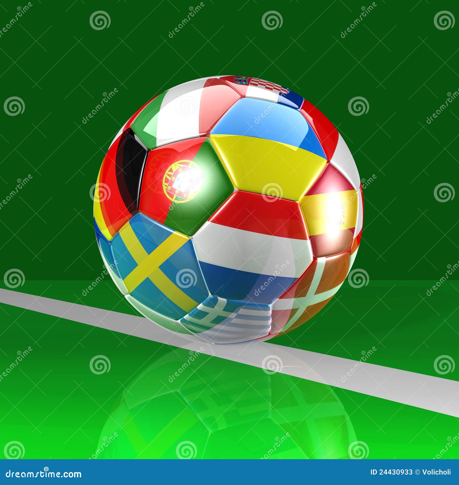 De Bal Van De Voetbal Op Het Groene Gebied Stock Illustratie ...