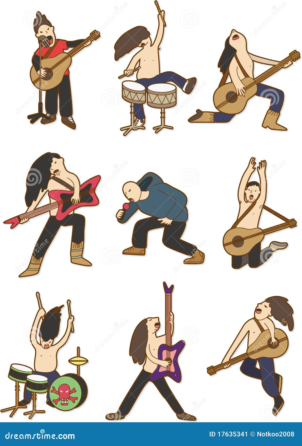De Bandpictogram Van De Rock Van Het Beeldverhaal Vector Illustratie ...