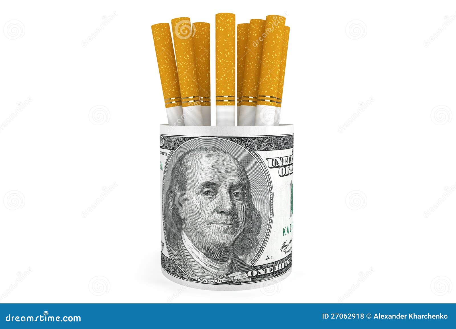 De Bankbiljetten Van Dollars Met Sigaret Stock Foto - Image of emfyseem ...