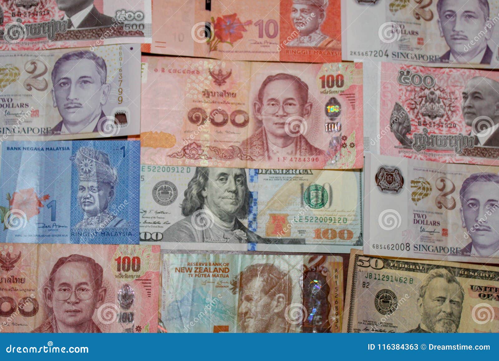 De Bankbiljetten Van Het Vreemde Valutapapiergeld Stock Afbeelding ...