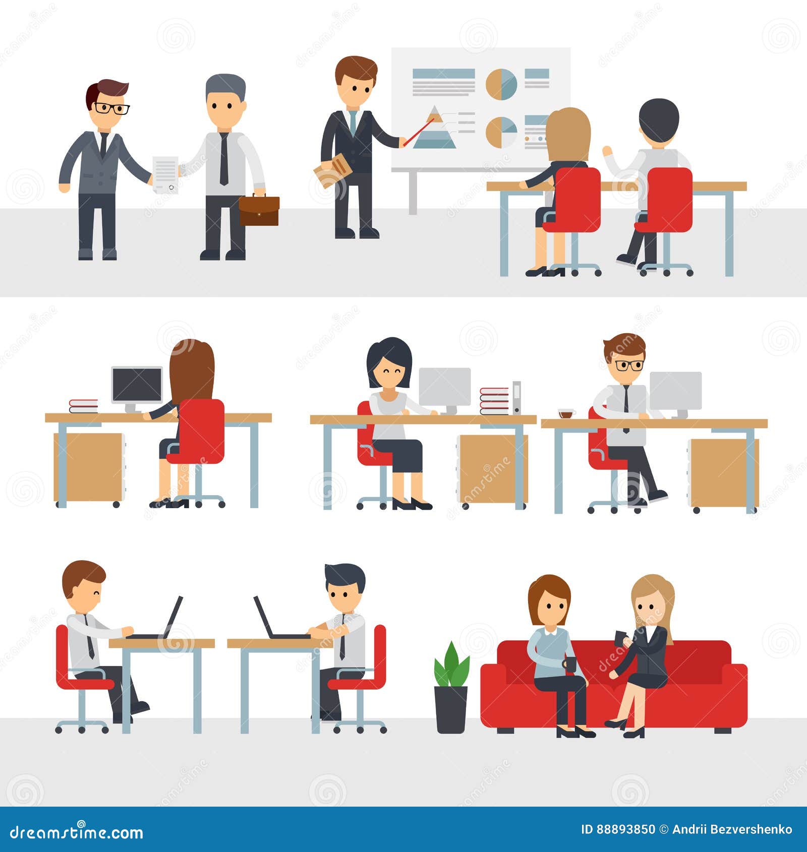 De Bedrijfsmensen Werken Bij Karakter Van Het Bureau Het ...