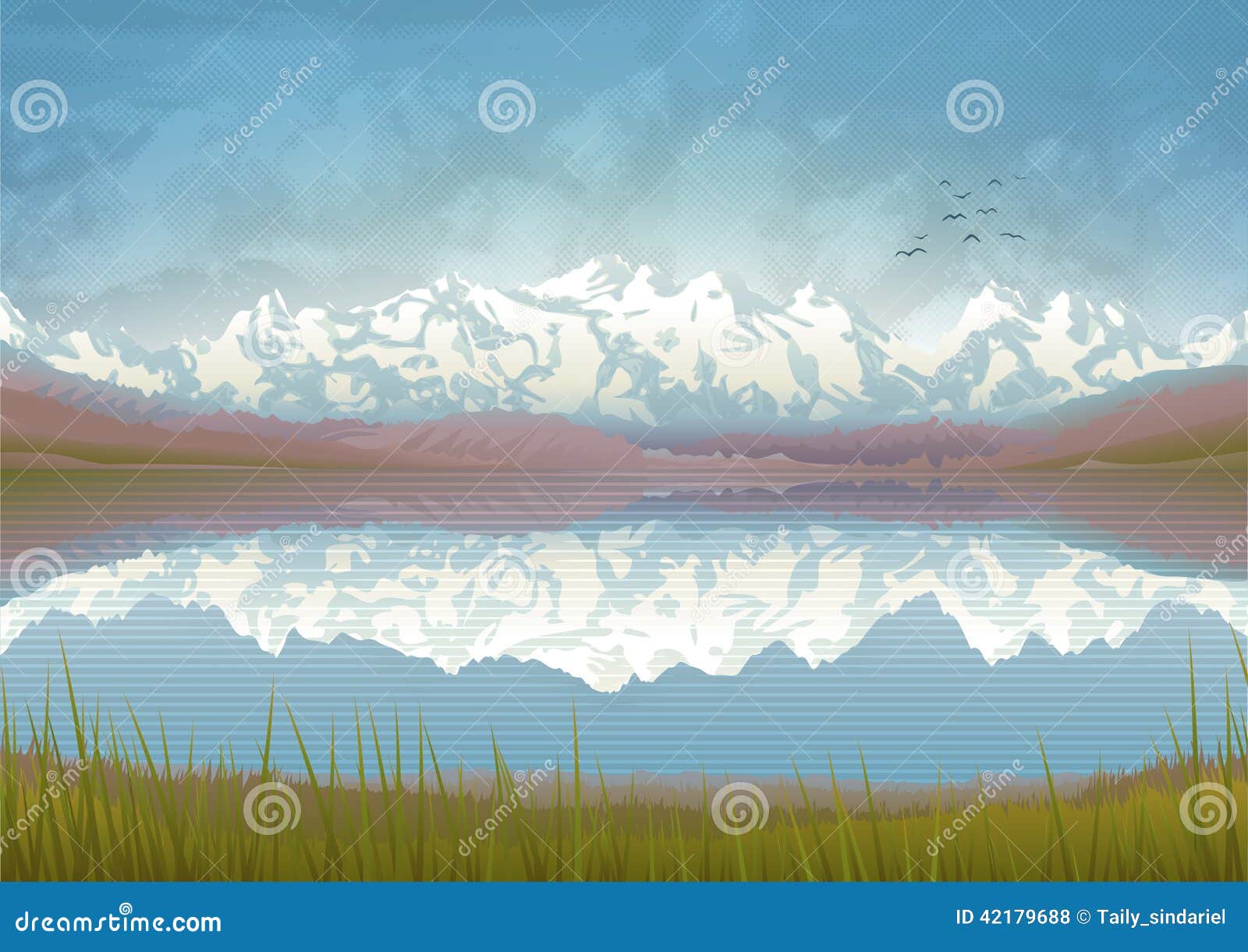 De Bezinning Van Het Berglandschap Vector Illustratie - Illustration of ...