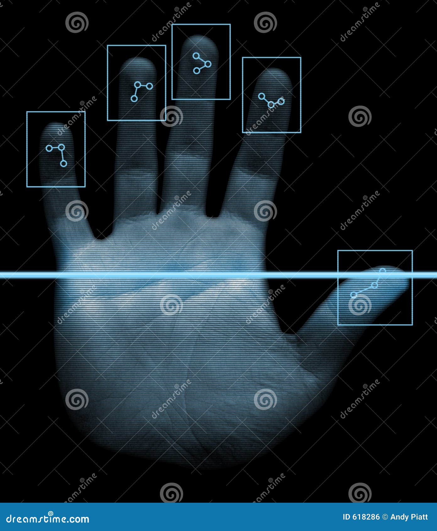 De Biometrische Scanner Van De Hand Stock Illustratie - Illustration of ...